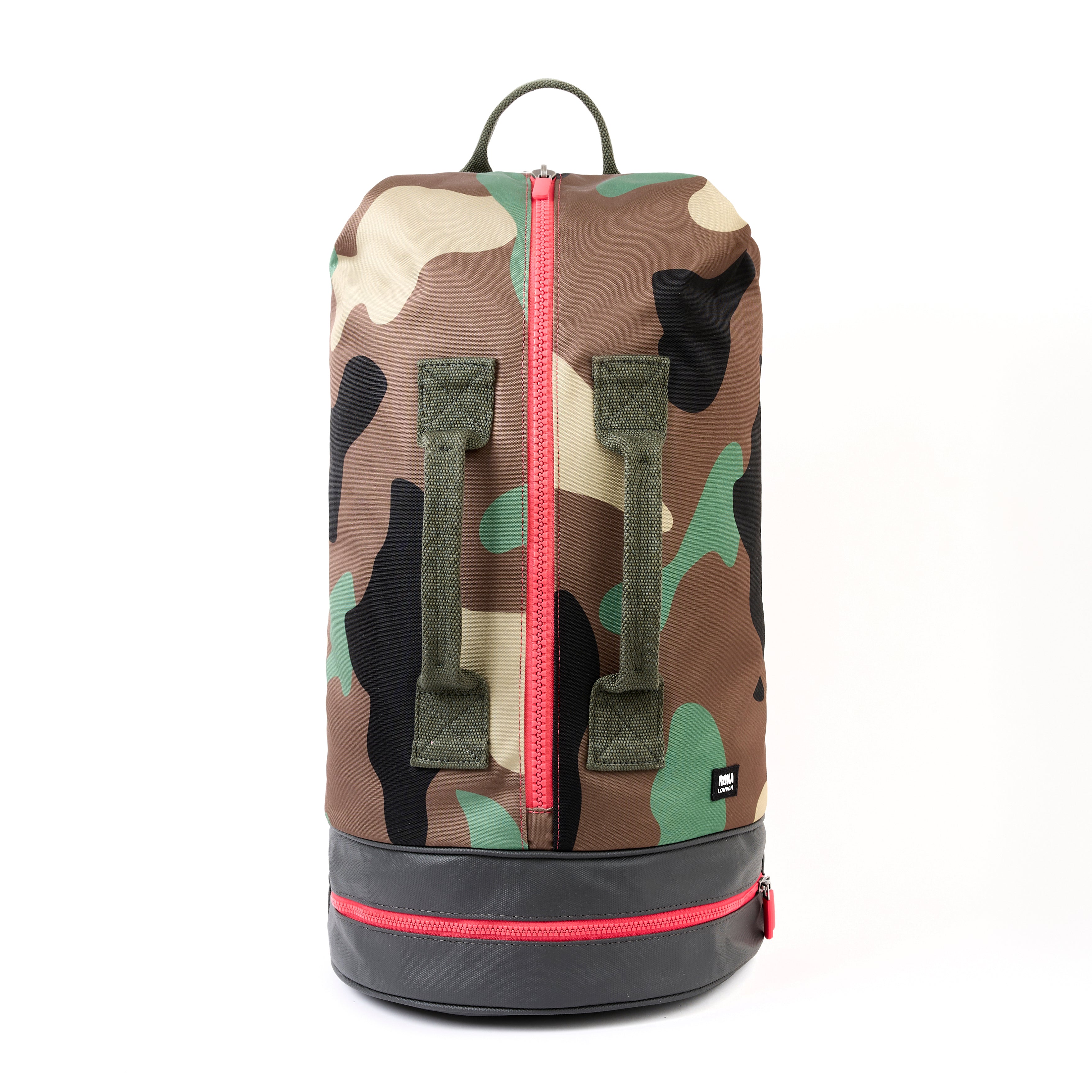 Heathrow Duffle Bag Backpack in Vintage Camo – ROKA London