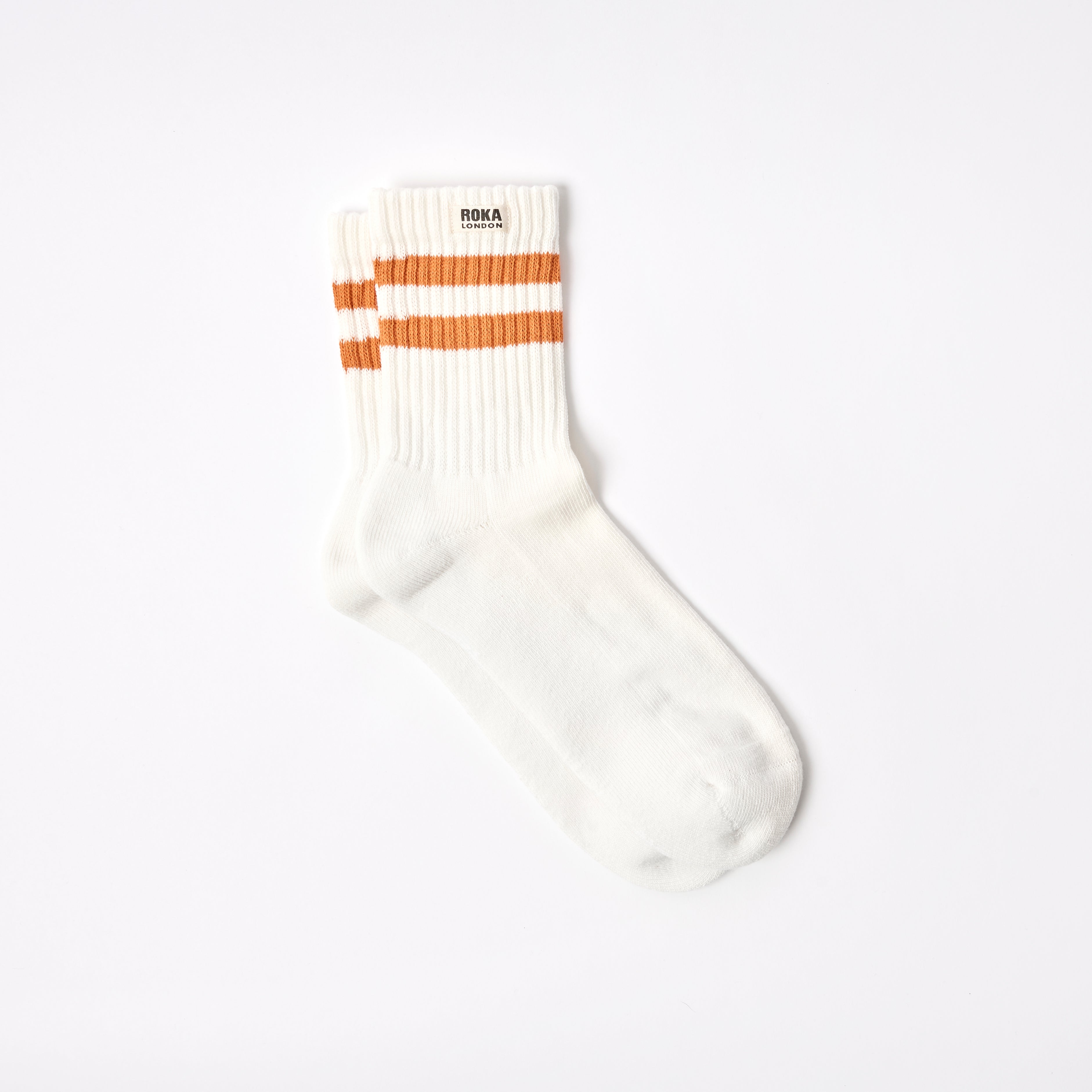 Windsor Stripe Crew Socks for Men in Burnt Orange – ROKA London